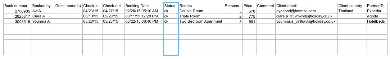 Guide on filling out the booking import sheet